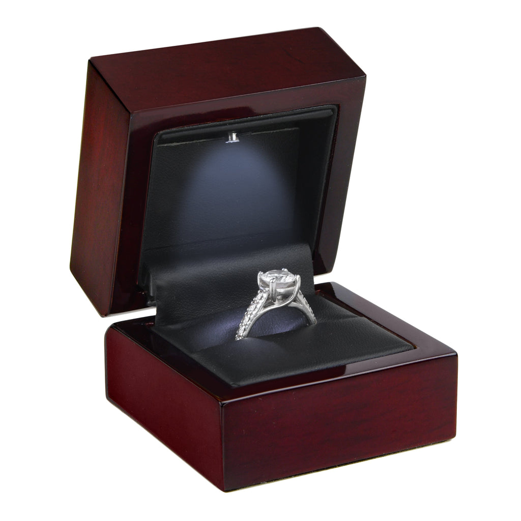 Mahogany LED Light Ring Boxes | Ring Gift Box with Light | LED Collection